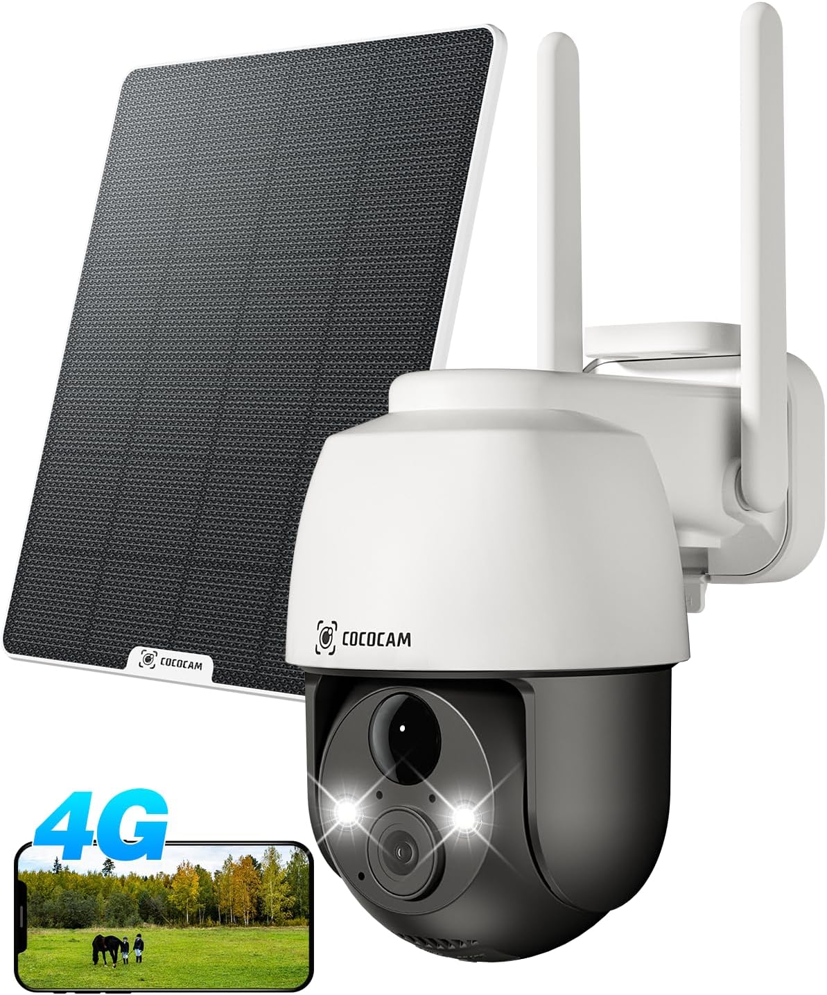 COCOCAM 2K Telecamera Wi-Fi Esterno Senza Fili Solare PTZ con Doppio ...