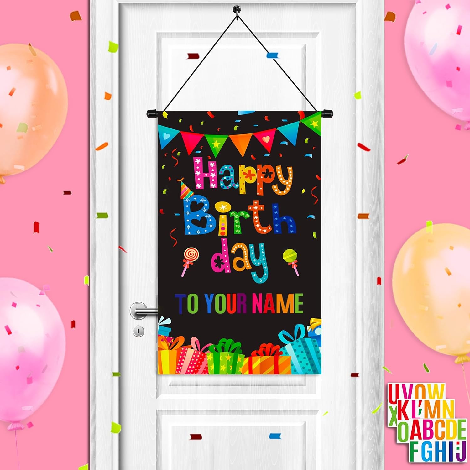 Amazon.com: Colorful Happy Birthday Door Sign Personalized Birthday ...