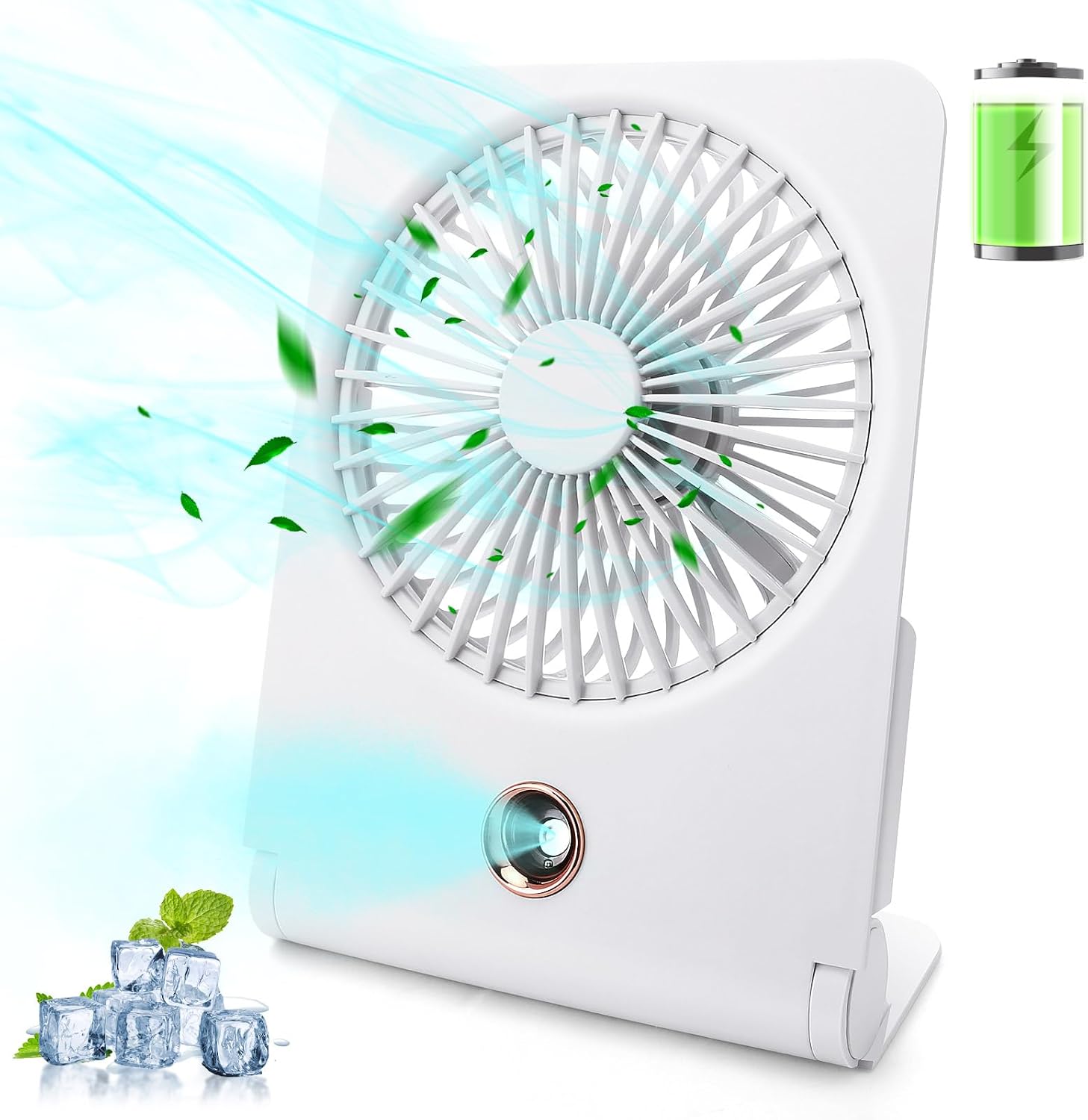 JYPS Desk Fan Portable USB with 2400mAh Rechargeable Battery, Water ...