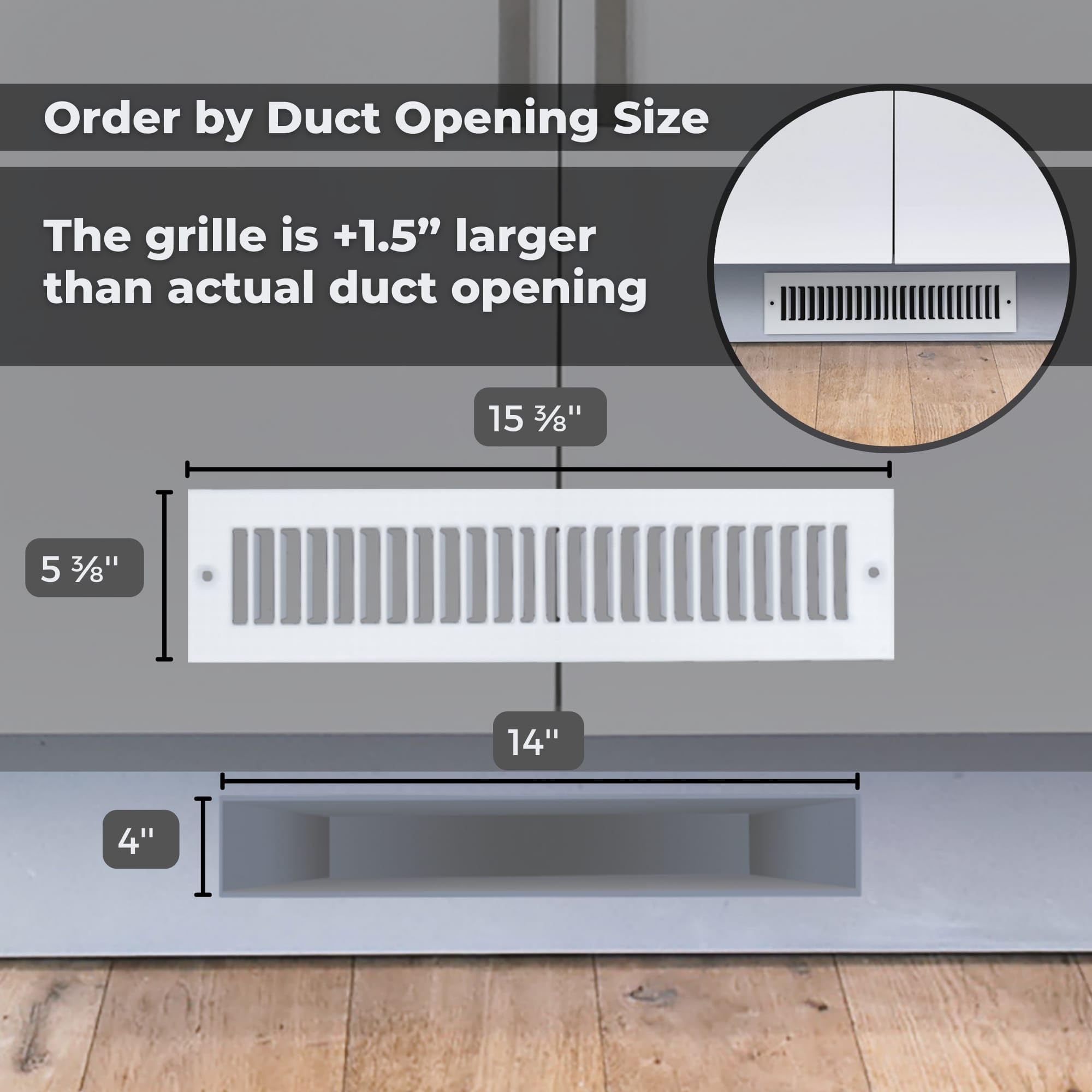 Snapklik.com : Fits 4x14 Duct Opening Toe Kick Vent Cover By Cabinet ...