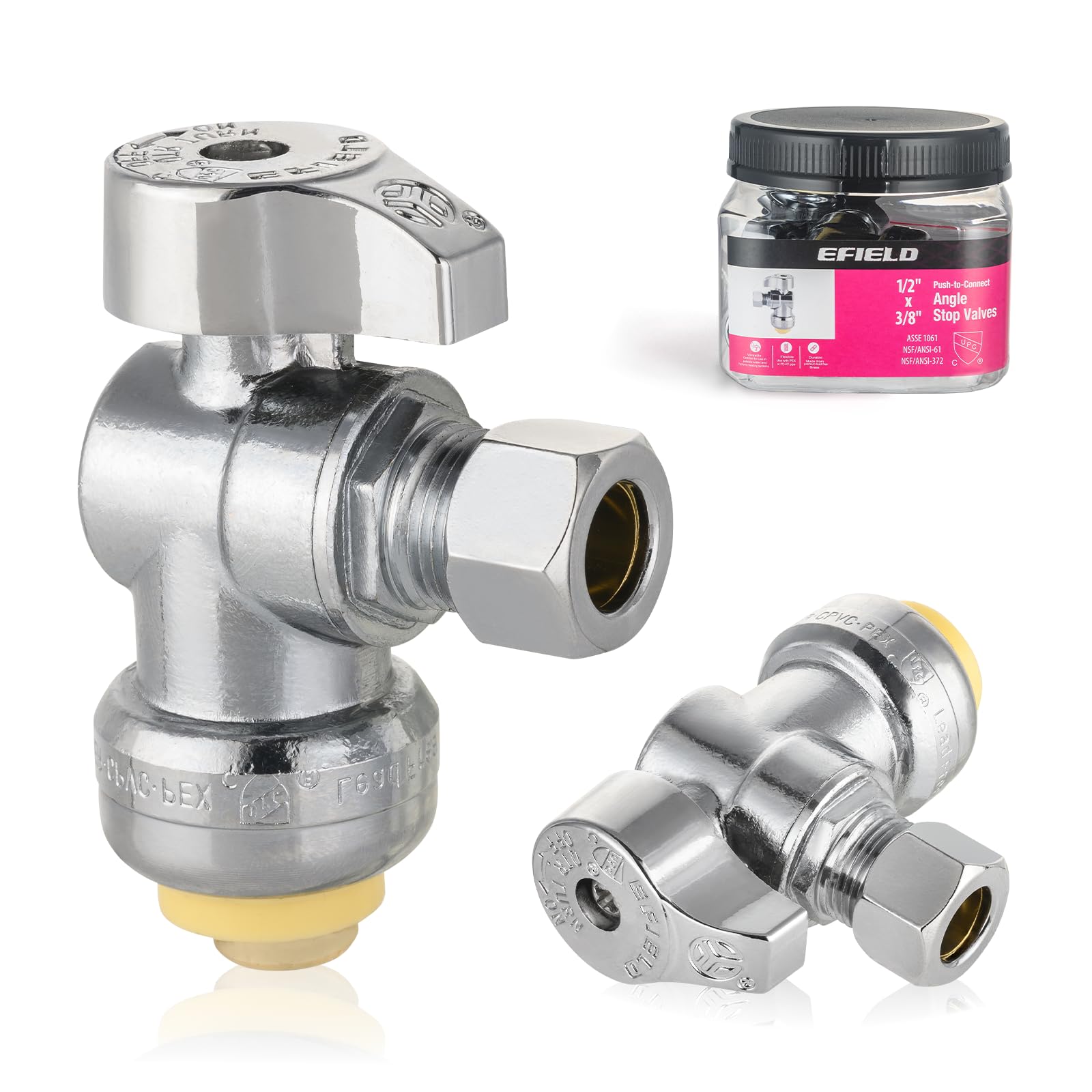 Snapklik.com : Pro 4-Pack EFIELD Push Fit 1/4 Turn Angle Stop Valve,1/2 ...
