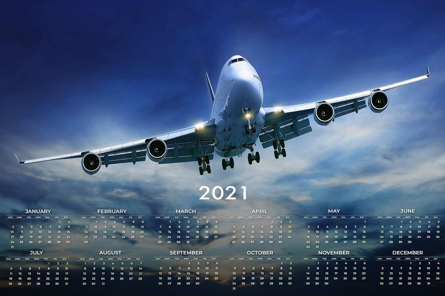Amazon.com: 2021 Yearly Calendar Boeing Airliner Beautiful Airplane ...