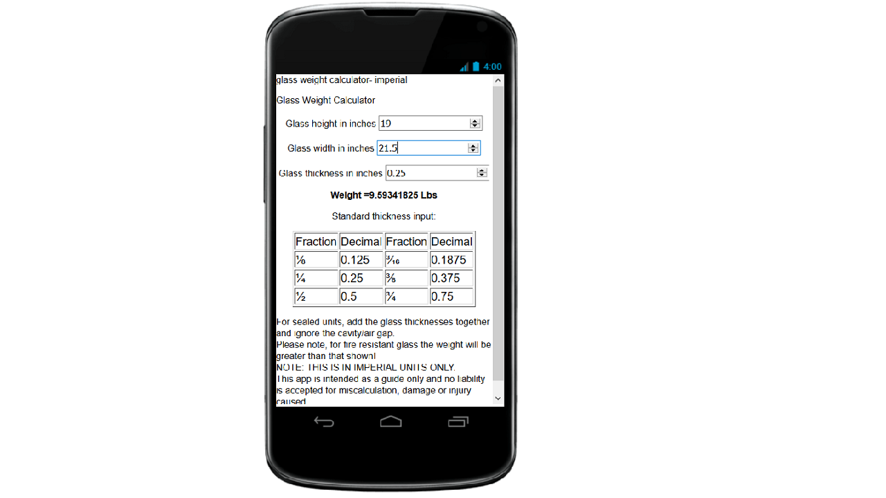 Glass weight calculator - USA:Amazon.es:Appstore for Android