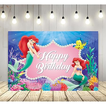Amazon.com: Princess Ariel Backdrop for Birthday Party Supplies 5x3ft a ...