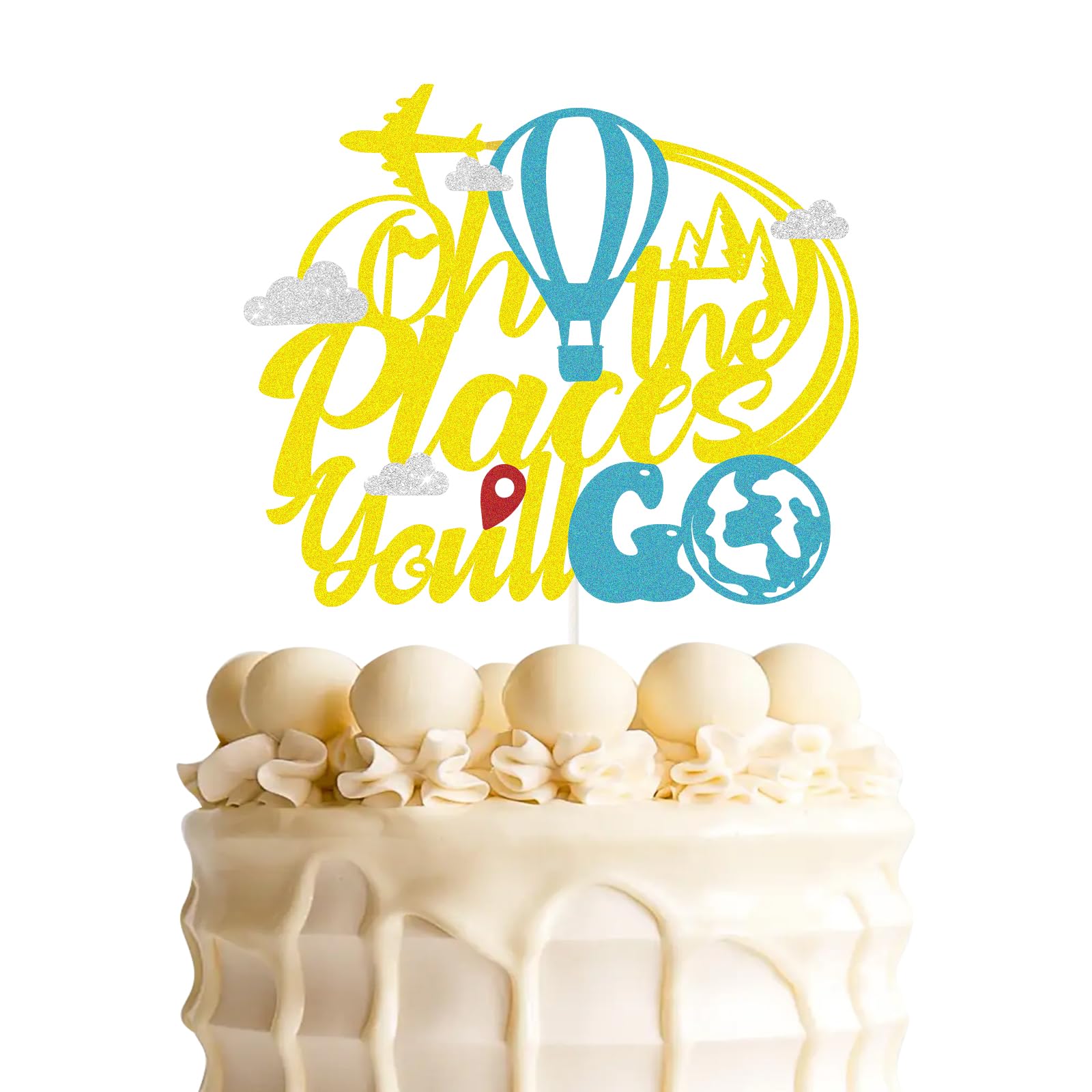 Amazon.com: Oh The Places You Will Go Cake Topper,Hot Air Balloon ...
