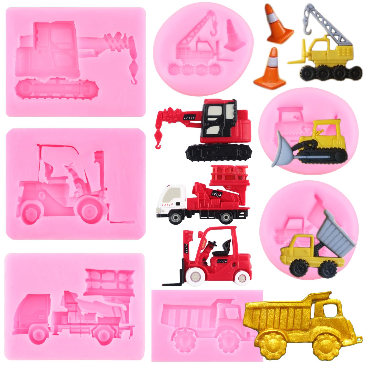 Amazon.com: ZiXiang Excavator Fondant Molds Construction Site Bulldozer ...