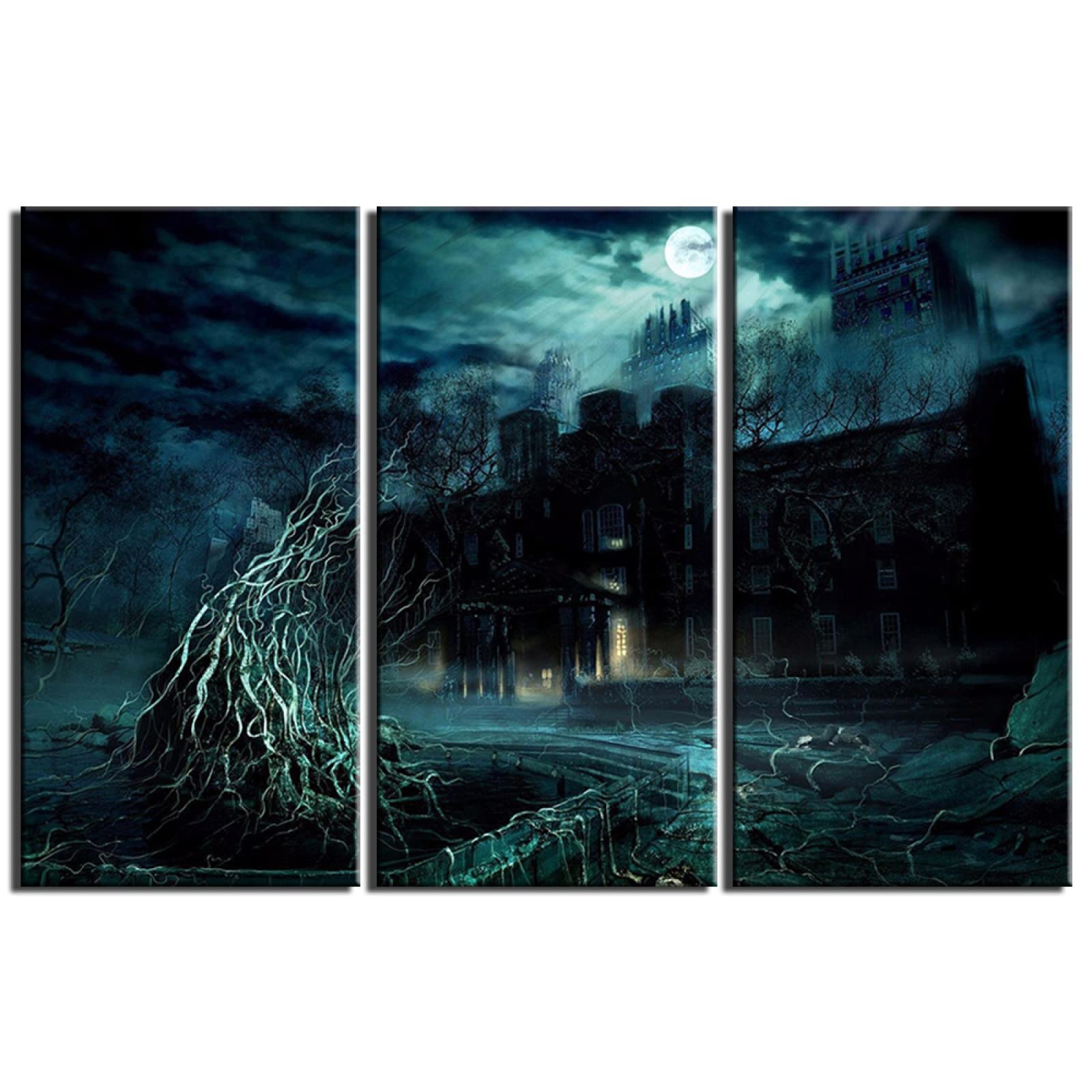 Dark Triptych Triptych Wall Art Of A Fox, Fox Skull, And Quartz Dark