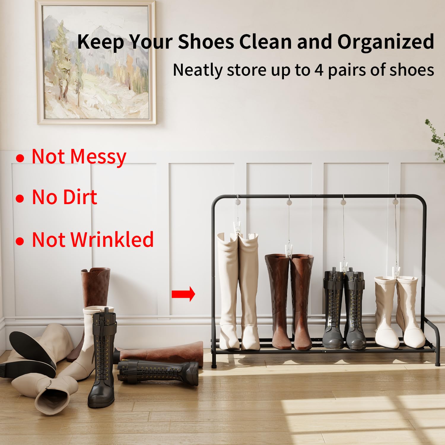 Snapklik.com : GOYLSER Free Standing Shoe Racks Metal High Boot Holder ...