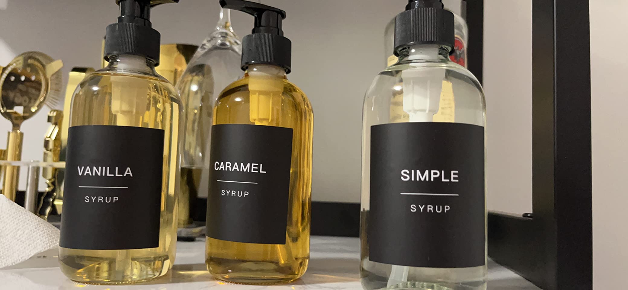 Amazon.com - Coffee Syrup Dispenser for Coffee Bar, 10 oz Glass Coffee ...