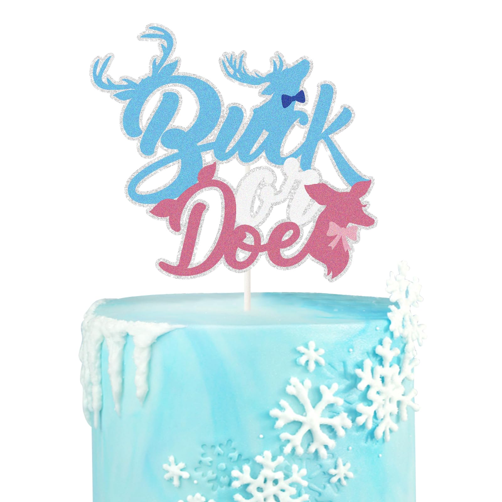 Amazon.com: Buck or Doe Cake Topper,Winter Deer Gender Reveal Cake ...