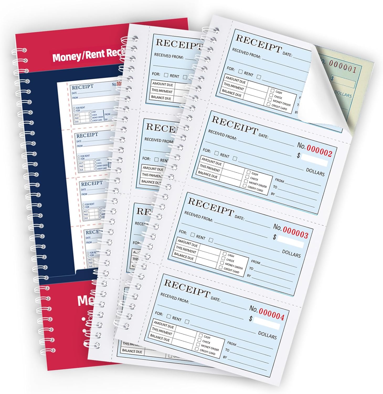Zzrywuty Two Books Money and Rent Receipt Book with Cardboard Insert,2 ...