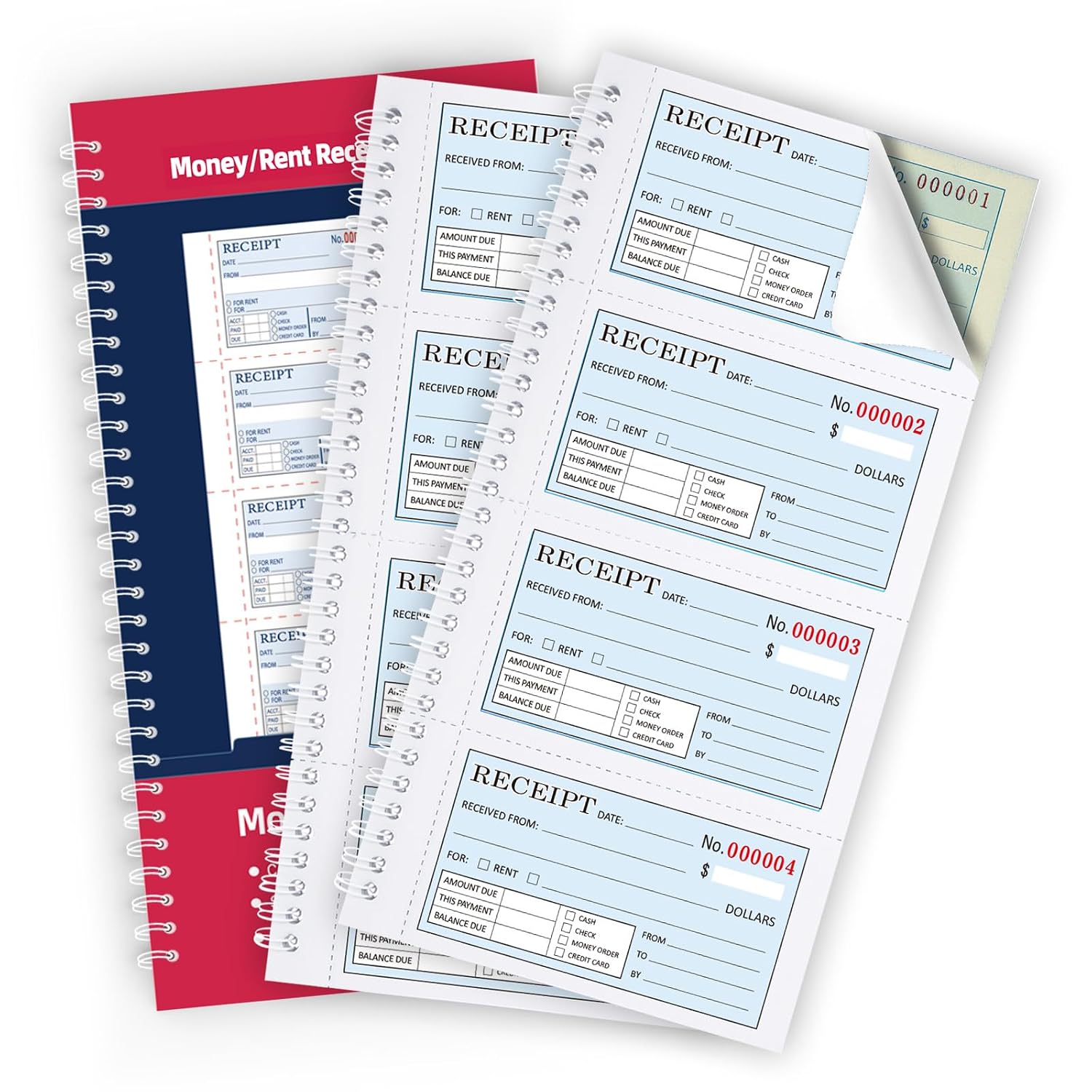 Zzrywuty Two Books Money and Rent Receipt Book with Cardboard Insert,2 ...
