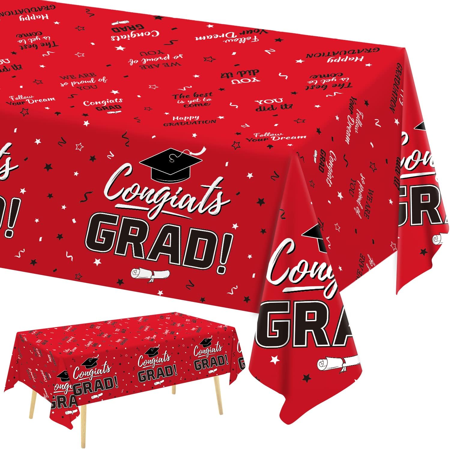 Amazon.com: 3 Pcs Graduation Party Tablecloths Congrats Grad Theme ...