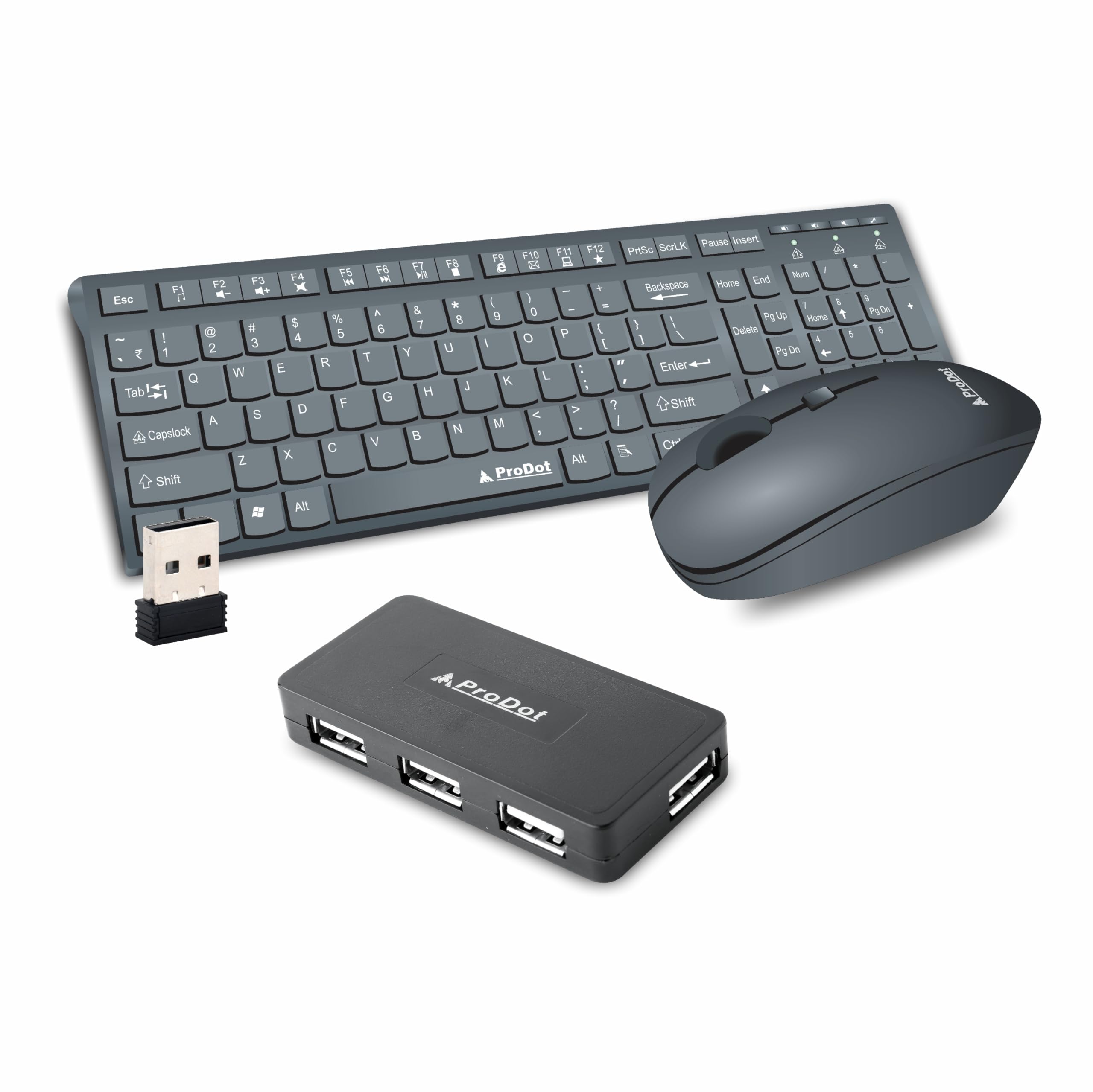 Amazon.in: Buy ProDot Wireless Chicklet Keyboard, Mouse & Wired 4 Port ...
