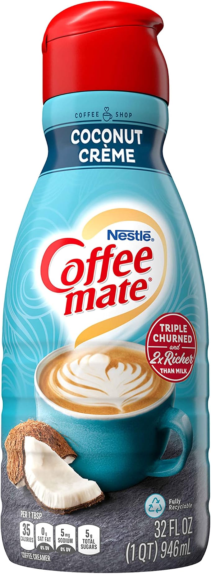'Nestle Coffee mate Coconut Creme Liquid Coffee Creamer 946ml : Amazon ...