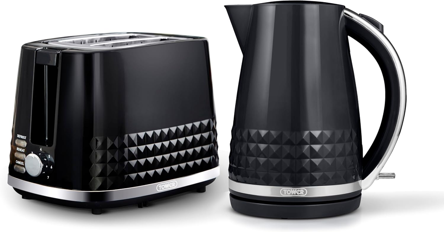 Tower Solitaire Kitchen Set, 1.5L Rapid Boil Kettle & 2 Slice Toaster ...