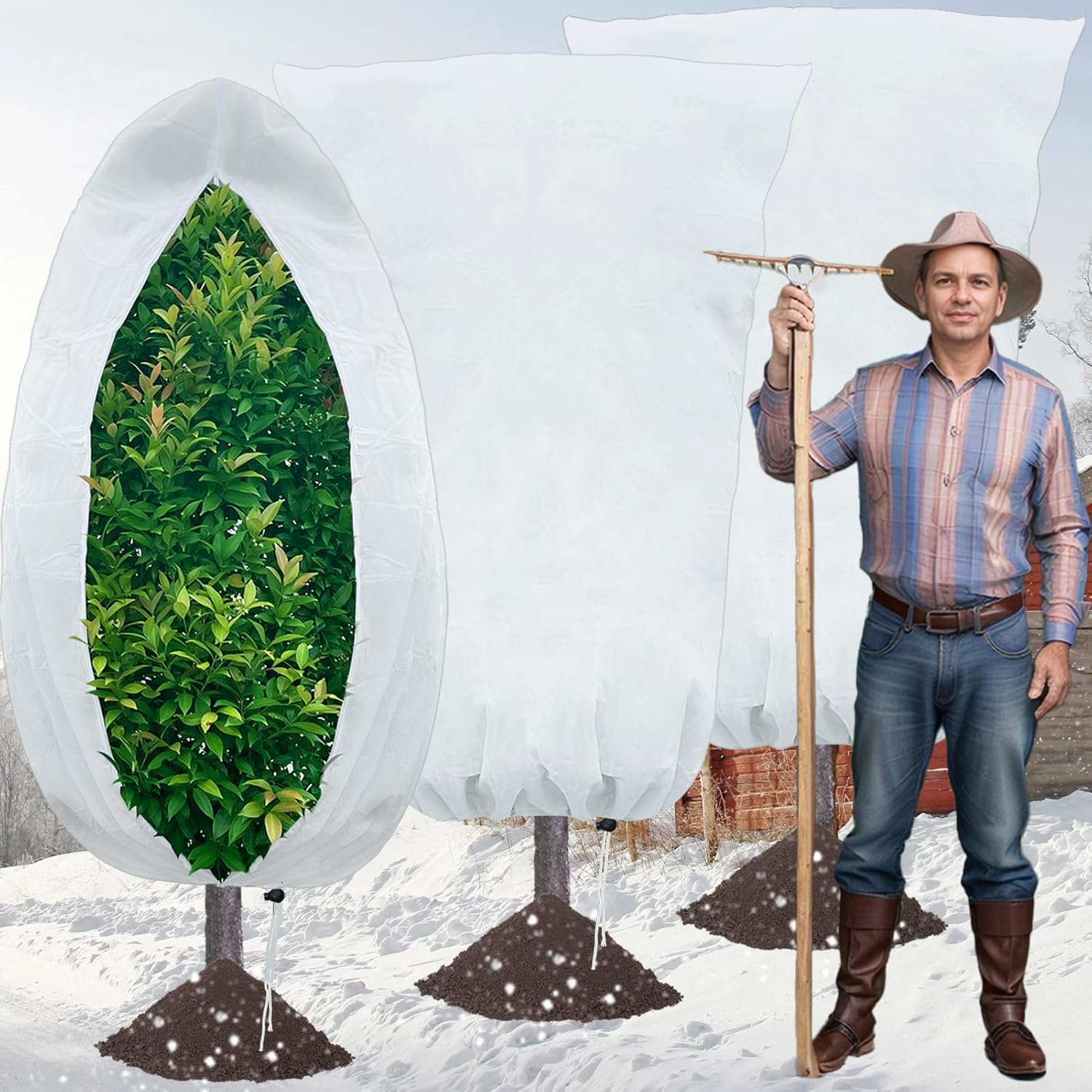 Amazon.com : 3 Pack Plant Covers Freeze Protection-71x47 inch 2.47oz ...