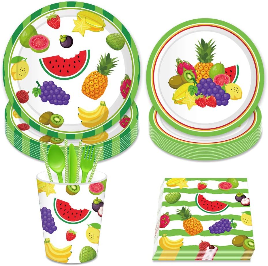 Amazon.com: CC HOME Tutti Frutti Party Tableware set,Serves 16 ...
