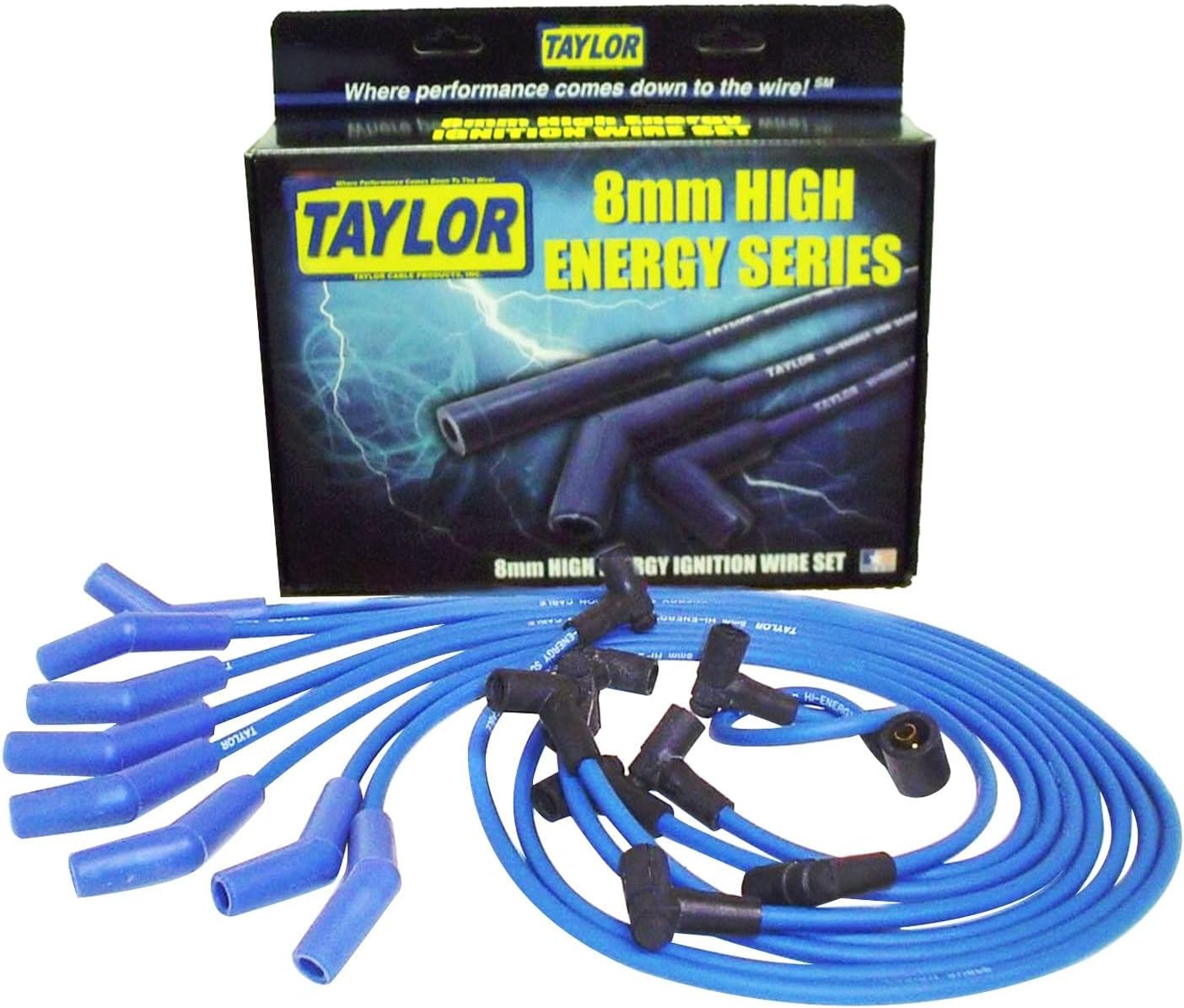 Amazon.com: Taylor Cable 64604 Blue 8mm High Energy Spark Plug Custom ...