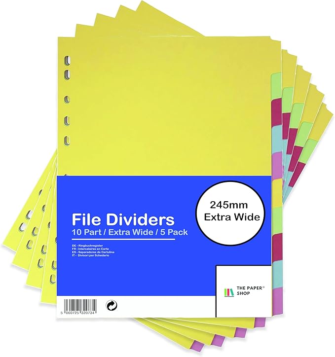 [5 Pack] A4 File Dividers, Folder Dividers - Extra Wide Dividers for ...