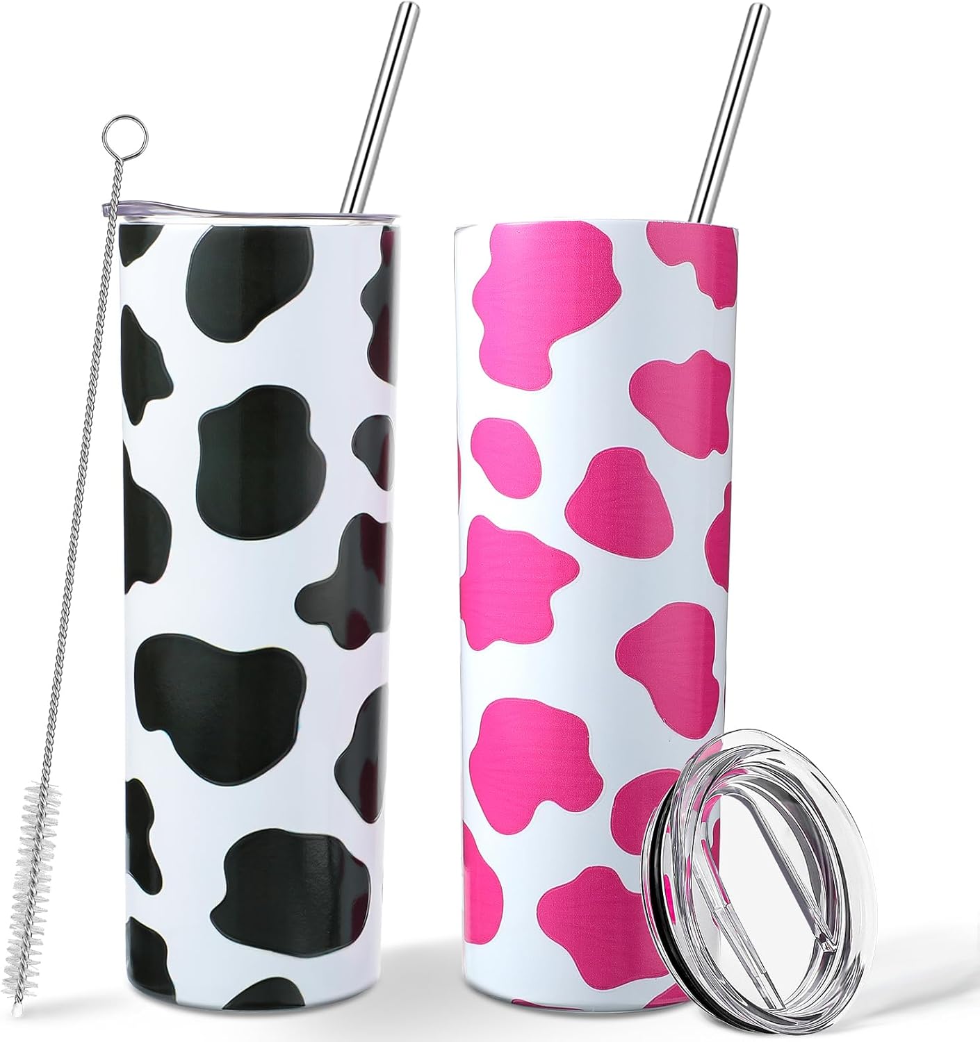 Amazon.com | 2 Pieces Cow Print Cattle Skin 20oz Skinny Stainless Steel ...