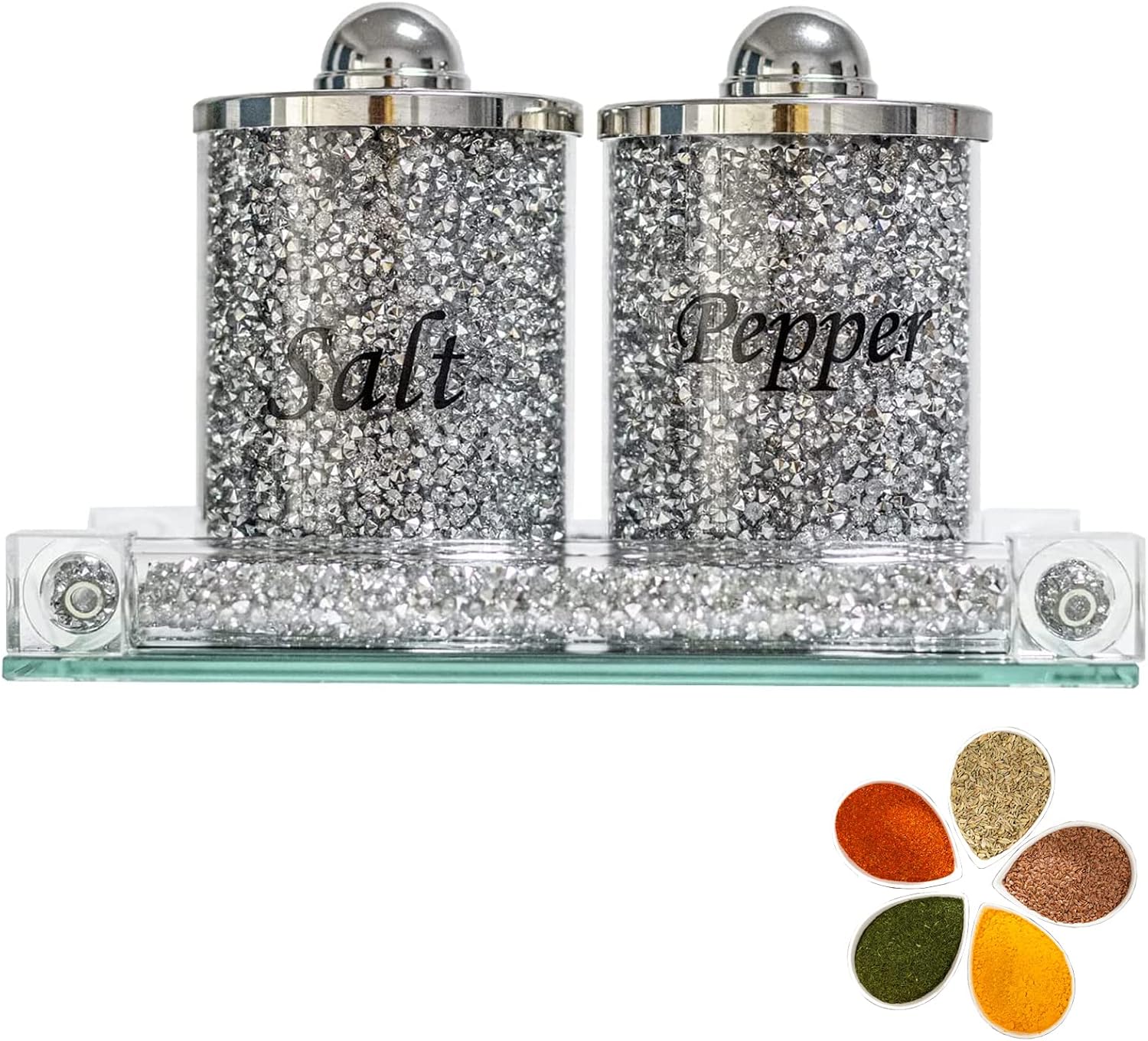 Amazon.com: Crystal Glass Salt and Pepper Shakers Set of 3, Seasoning ...