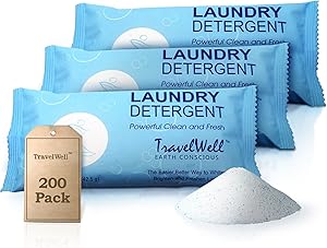 TRAVELWELL Individually Wrapped Travel Size Powder Laundry Detergent,1. ...
