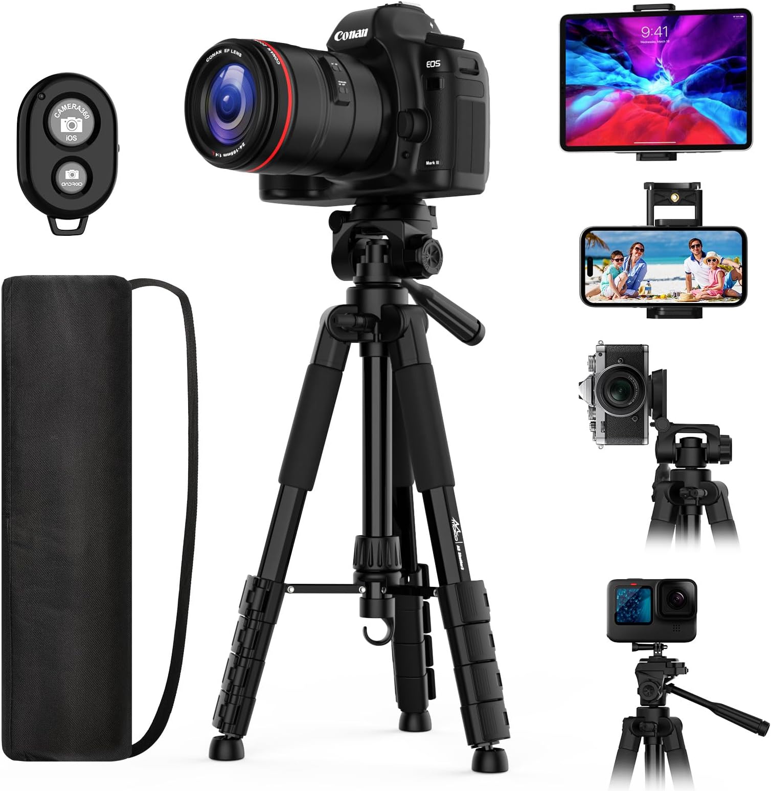 Amazon.com : UBeesize 54'' Camera Tripod, Phone Tripod for iPhone with ...