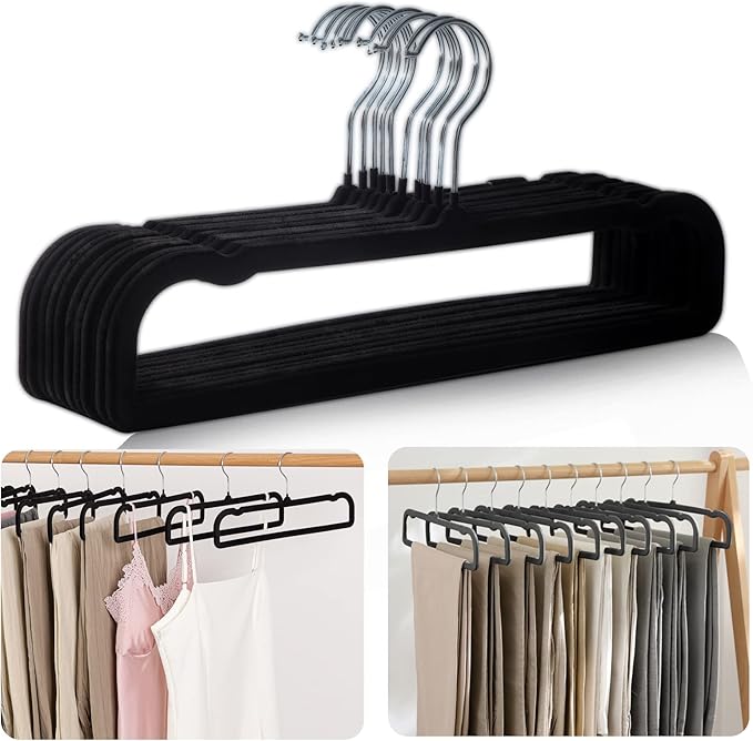 Velvet Trouser Hangers,10 Pack Heavy Duty Durable Flocked Trouser ...
