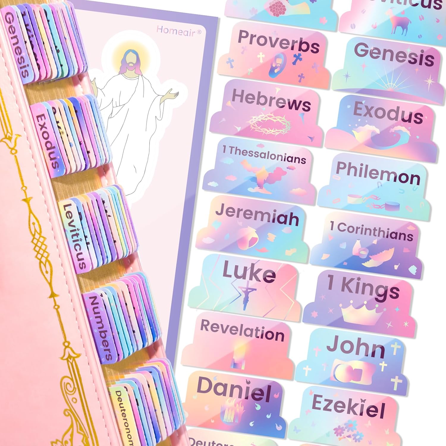 Amazon.com : Homeair Bible Tabs with Unique Sticker, Bible Tabs for ...