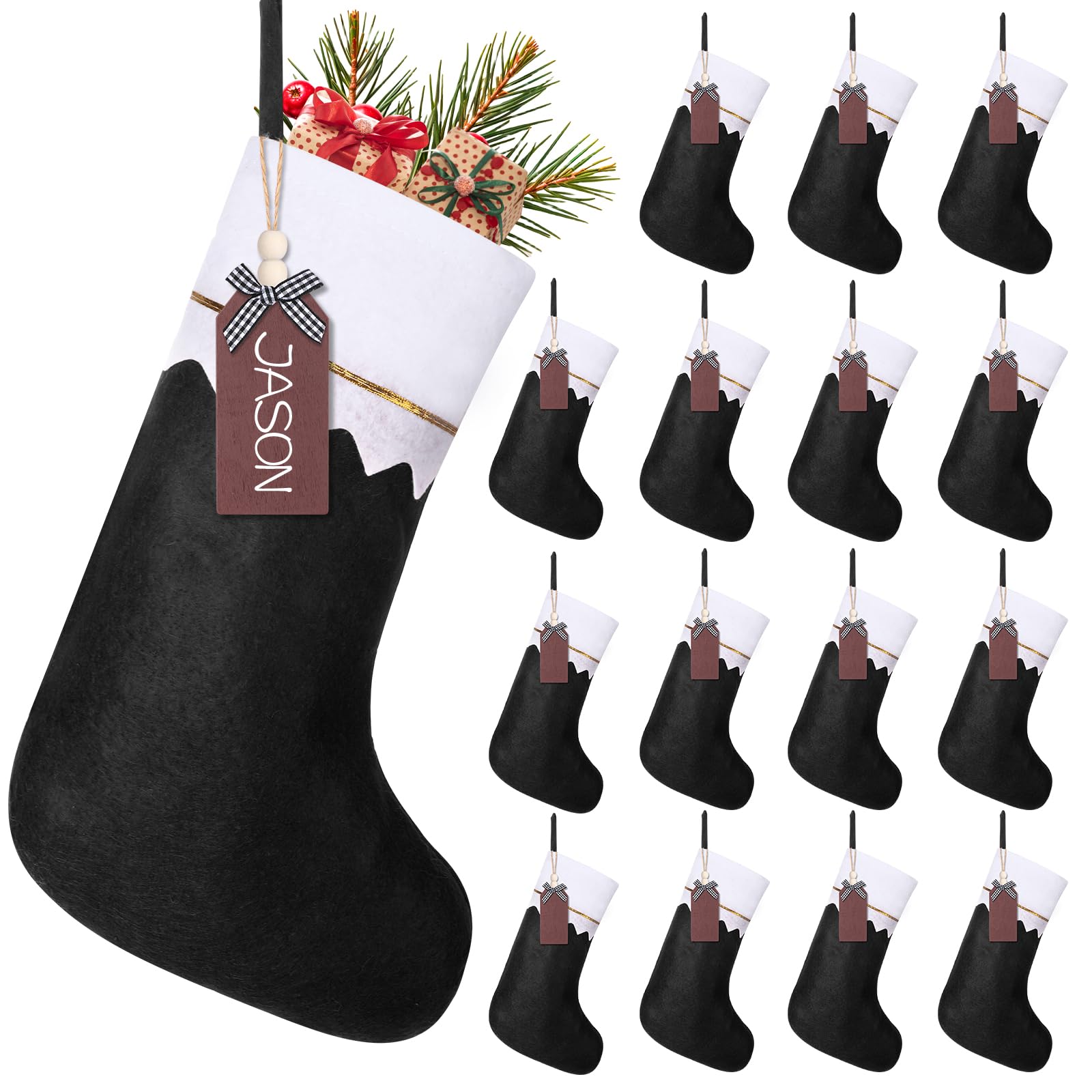 Amazon.com: 15 Pack Black Christmas Stockings 15 Inches Large Black ...