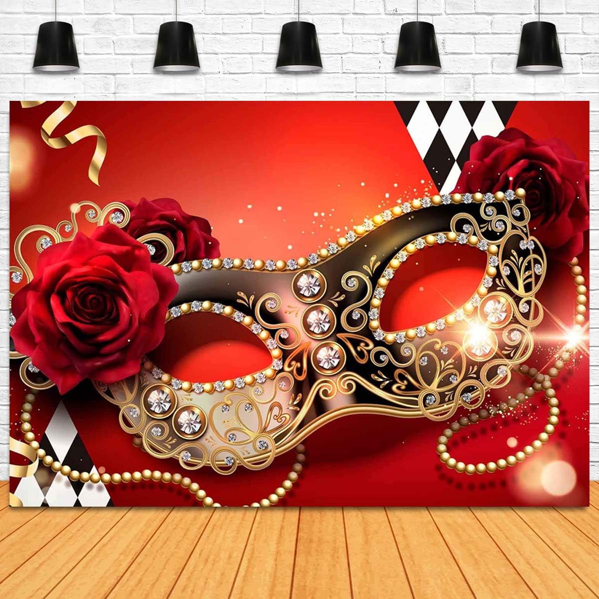 Amazon.com : Mardi Gras Birthday Party Backdrop Masquerade Party ...