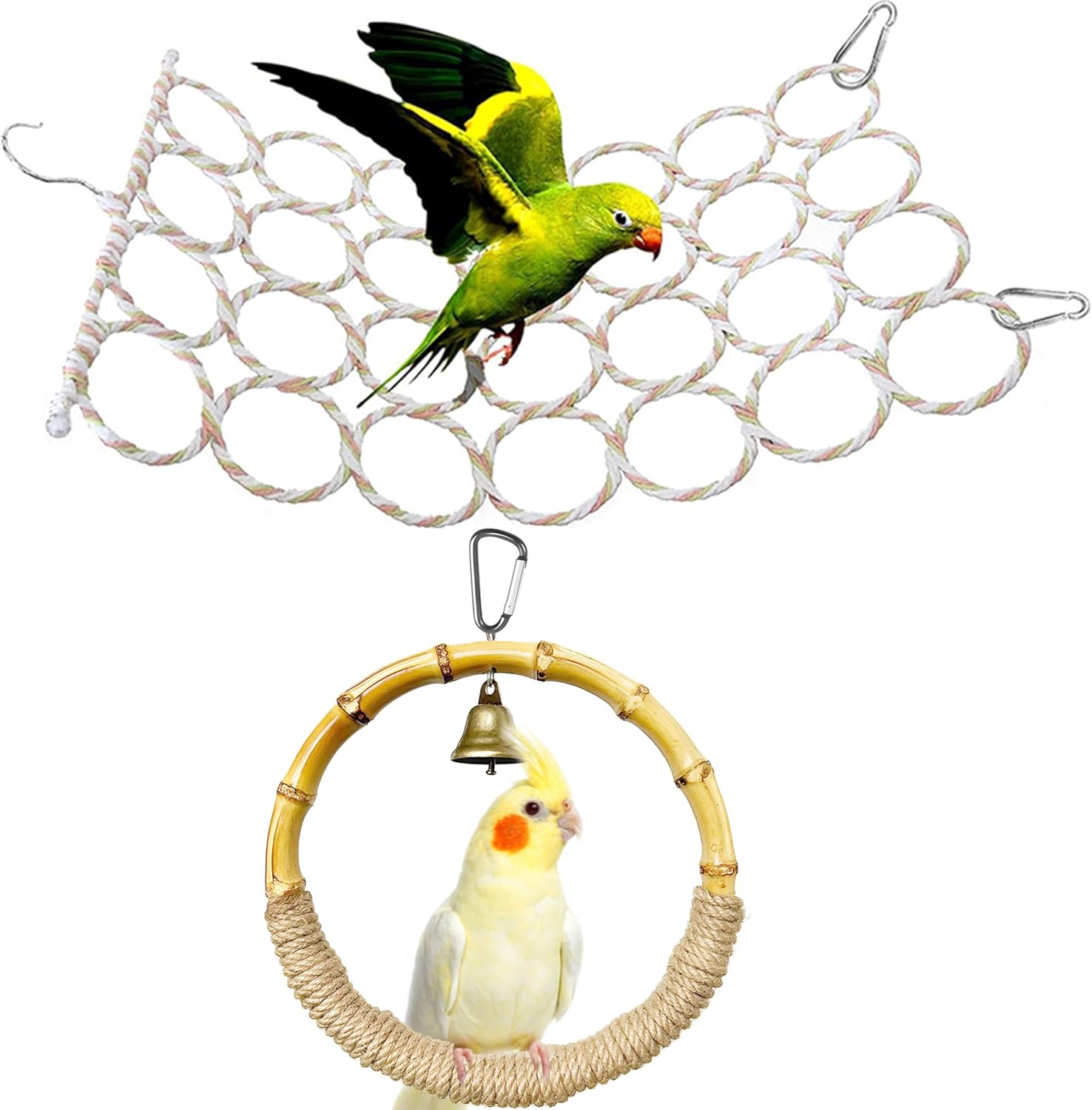 Amazon.com : Jevnd Bird Hemp Rope Perch Swing, Ladder Rope Bridge ...