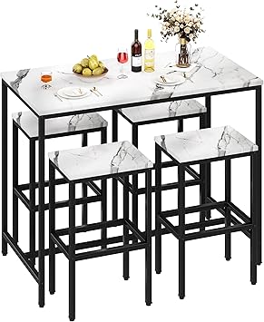 Amazon.com - Yongchuang 5 Piece Bar Table Set, Kitchen Bar Table and ...