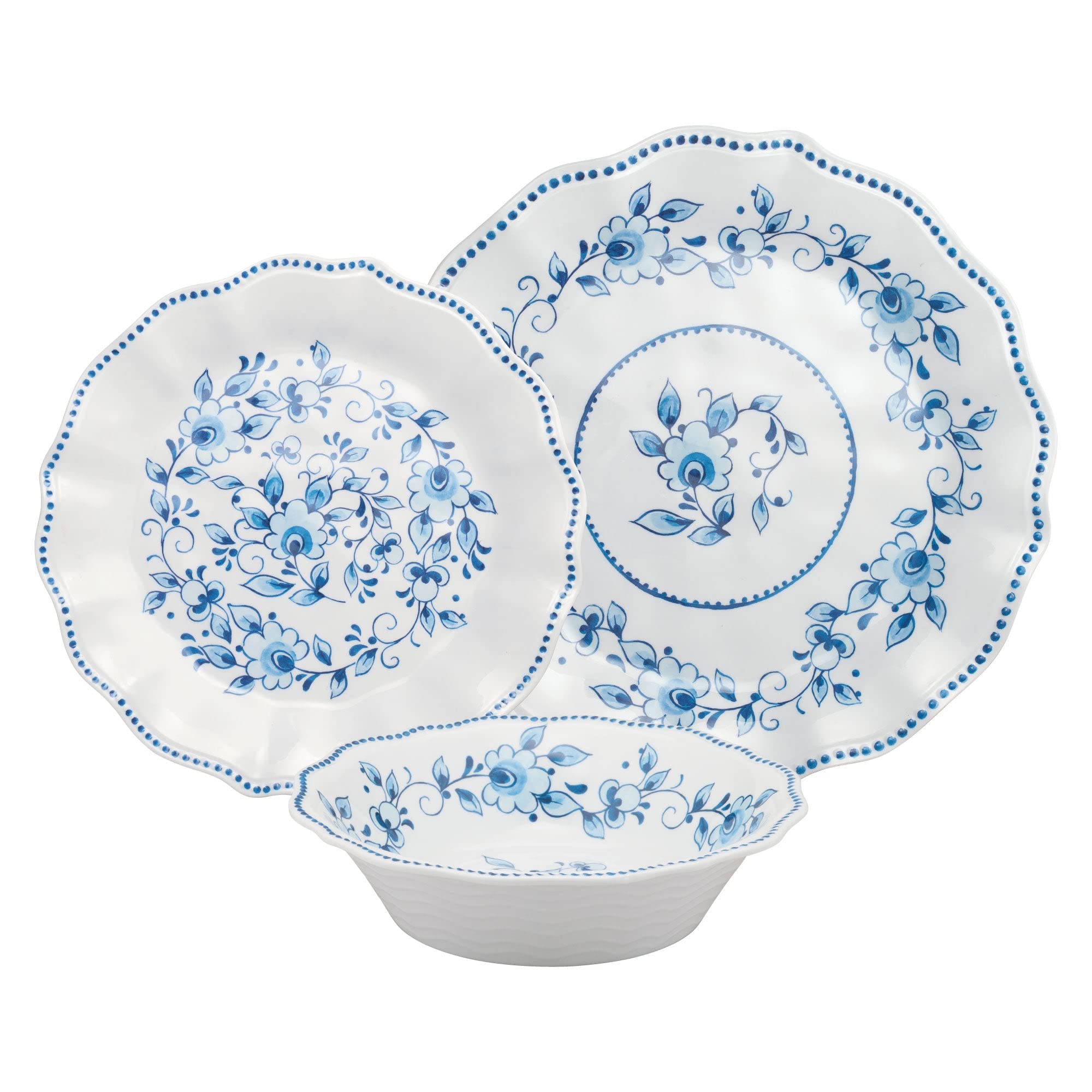 Snapklik.com : UPware 12 Piece Blue And White Floral Melamine ...