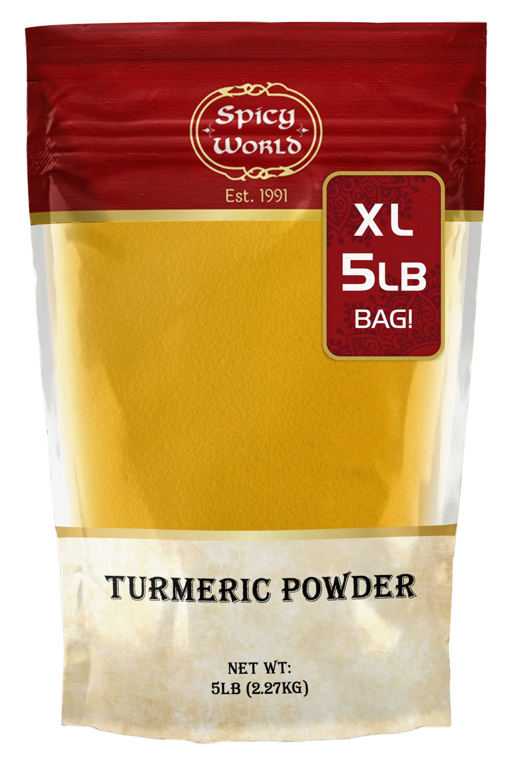 Amazon.com : Spicy World Turmeric Powder 5 Pound Bulk Bag - Indian ...
