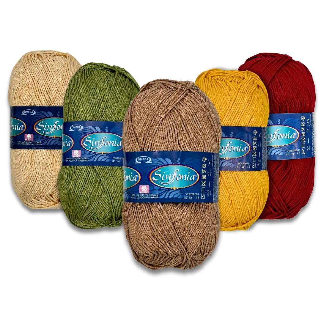 Hilaza Sinfonia Marca Omega - Paquete de 5 unidades de 100gr / 3.52oz ...