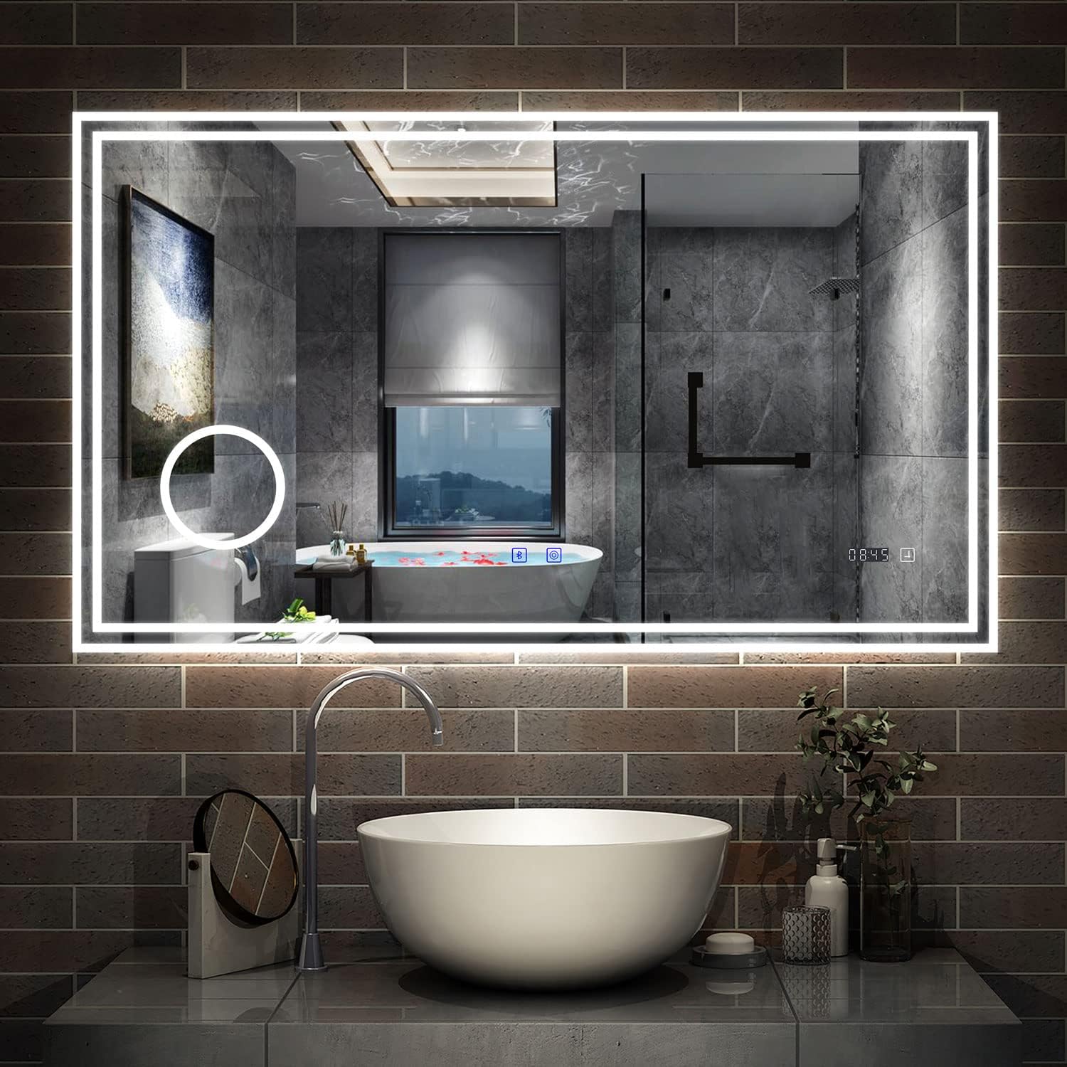 HAPAOSO 120 * 70cm Miroir de Salle de Bain, 3 Couleurs + Bluetooth ...