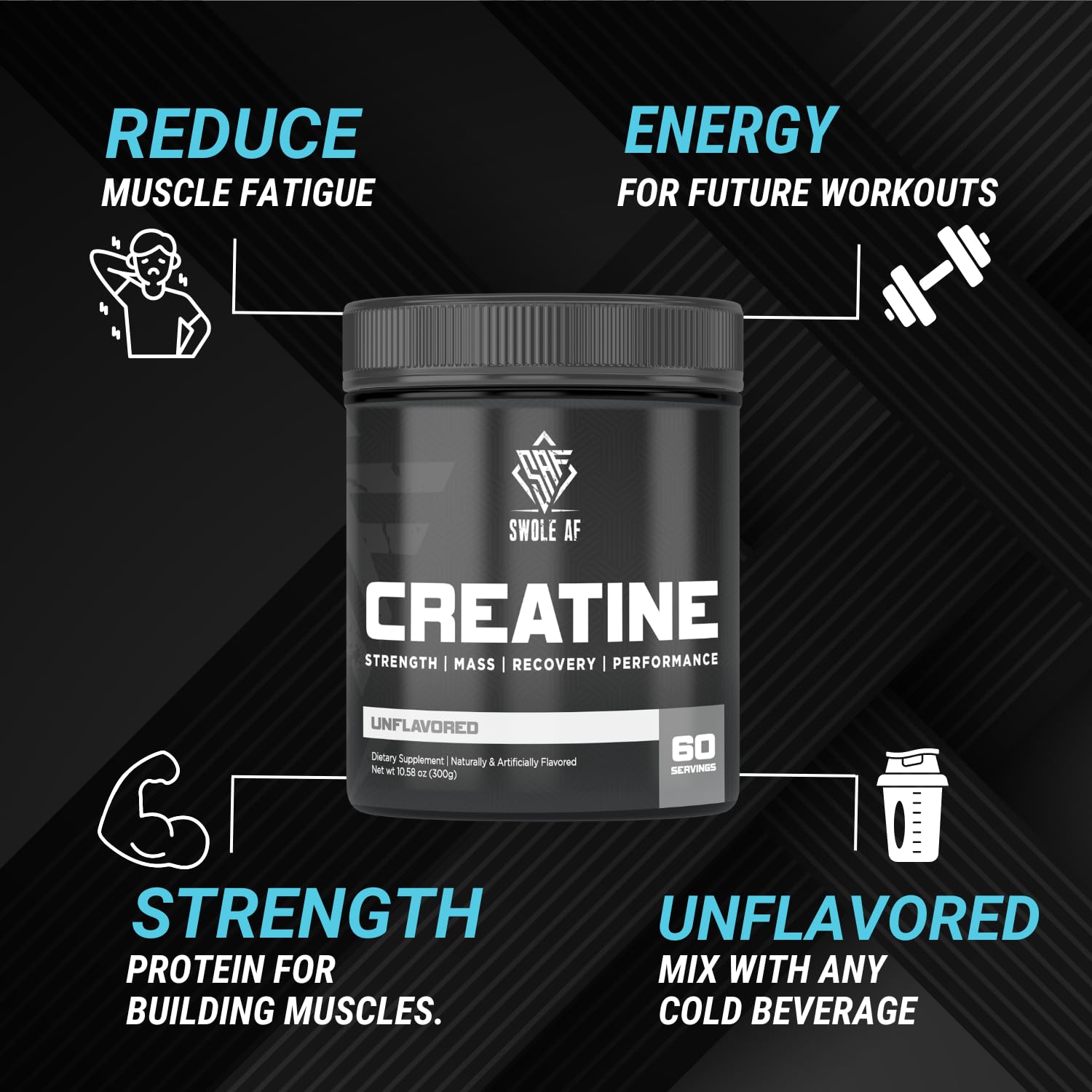 Swole AF | CREATINE Mono | Suplemento Pré e Pós Treino para Ganho ...