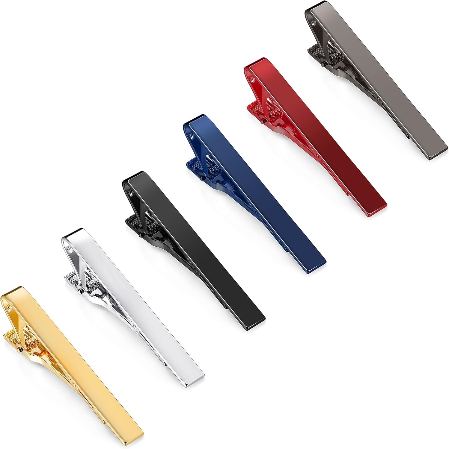 FINREZIO 6PCS Mens Tie Clips Set for Men Tie Bar Clips for Regular Ties ...