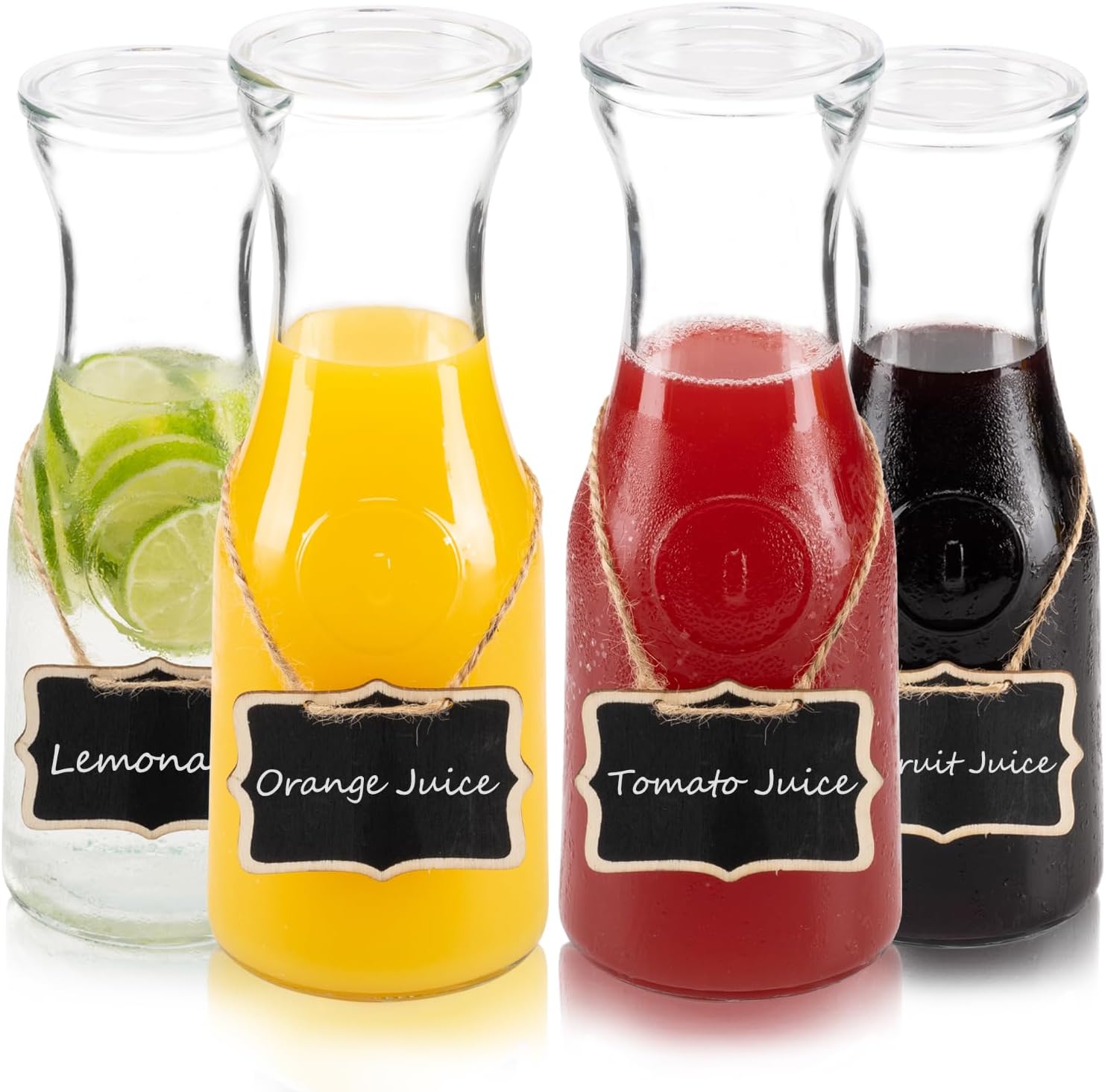 Amazon.com: Woisut Set of 4 Glass Carafe with Lid, 1 Liter Beverage ...