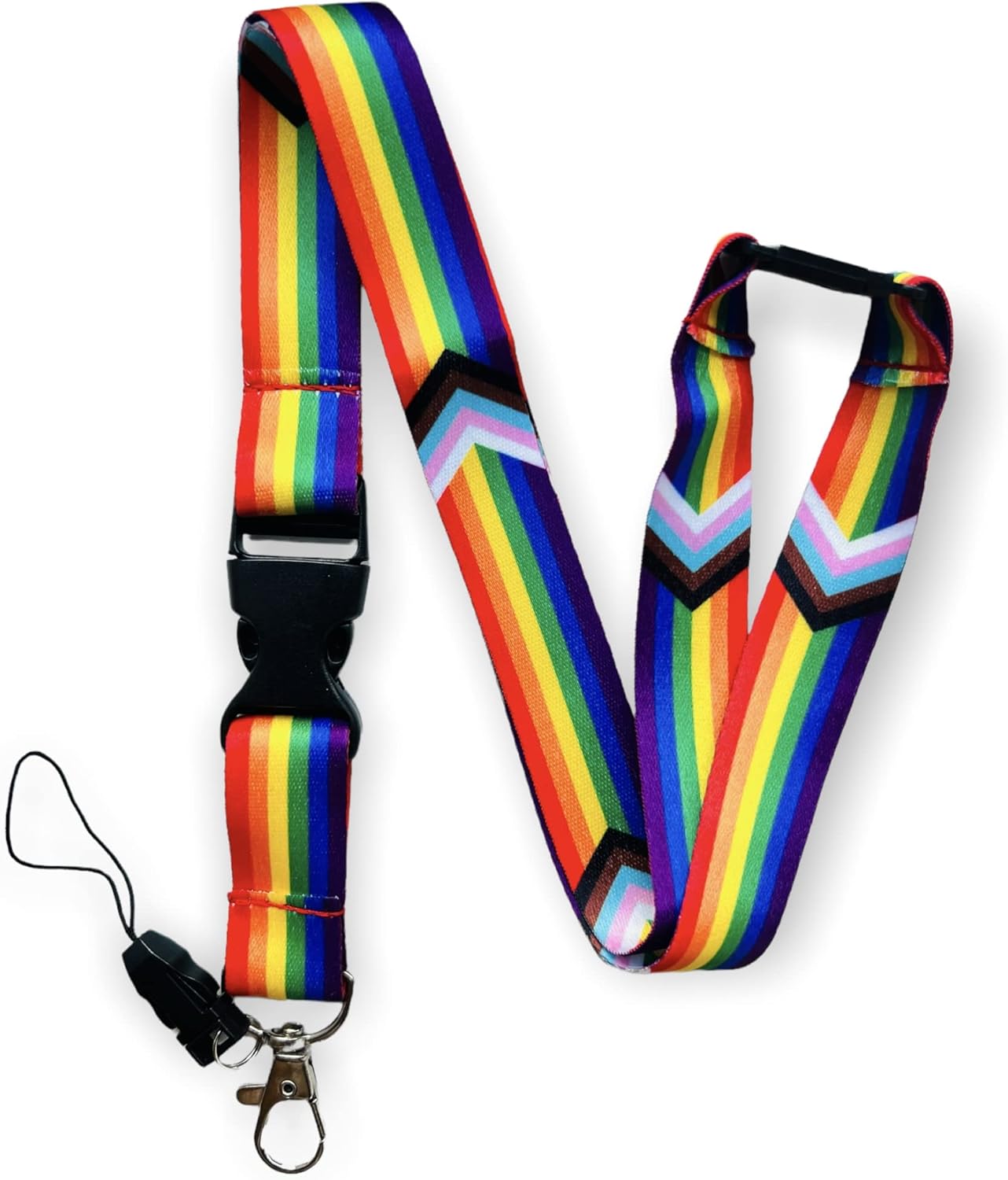 PAC Supplies Global Rainbow LGBTQ Progress Pride Flag Lanyard With ...