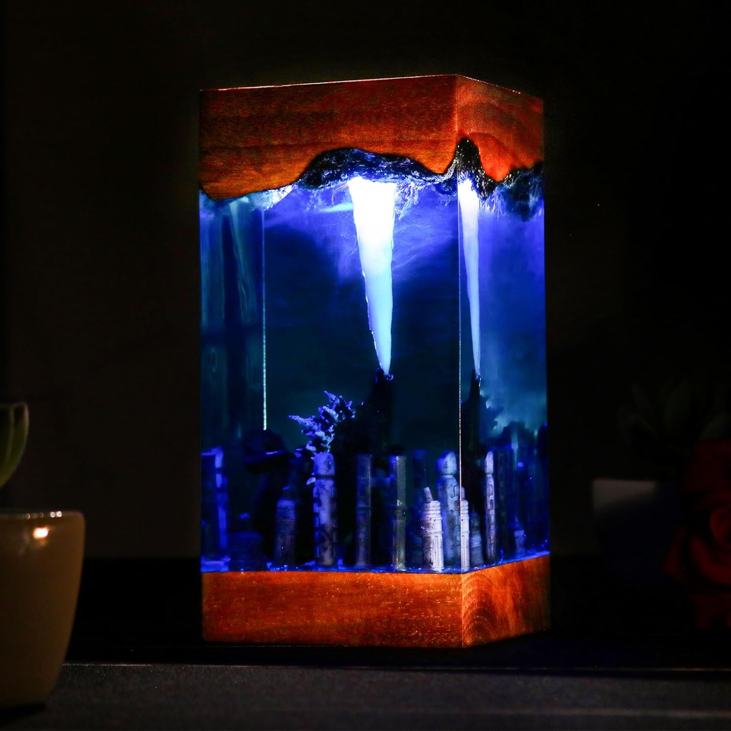 ELVENSTARS Go.dzi.lla Lamp Night Light – Handcrafted Resin God.Zilla ...
