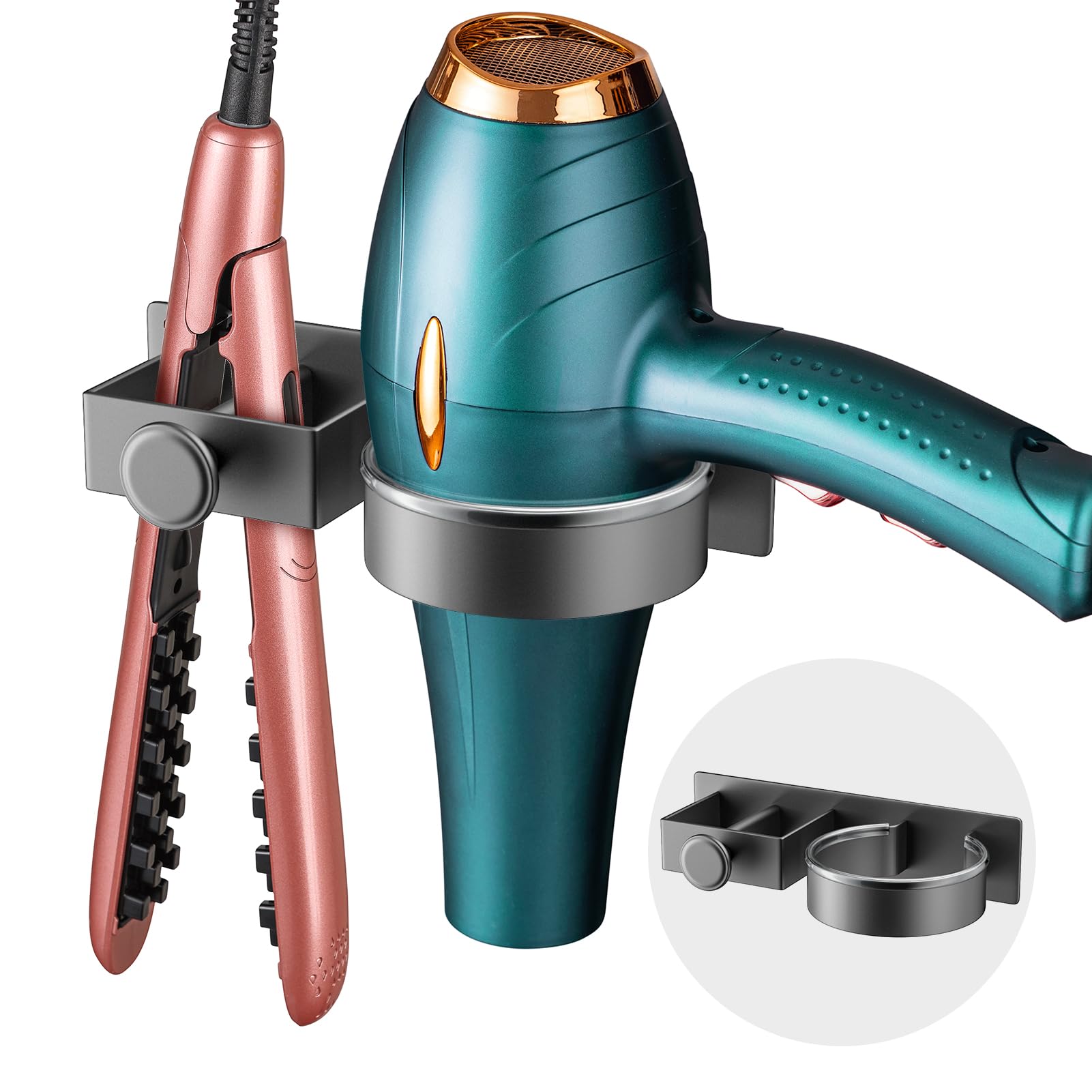 YUET Hair Dryer Holder Hairdryer Straightener Station Wall Mounted/Self ...