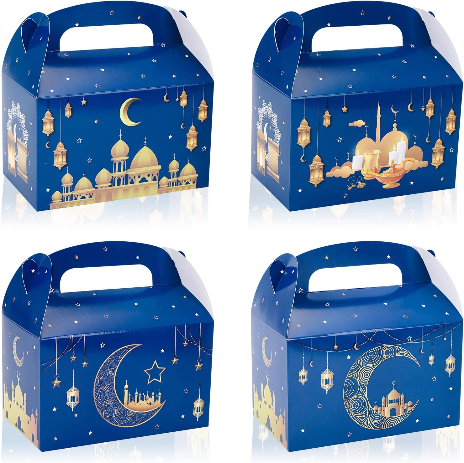 12 Pcs Ramadan Eid Mubarak Candy Box Black Gold Treat Boxes Islamic ...