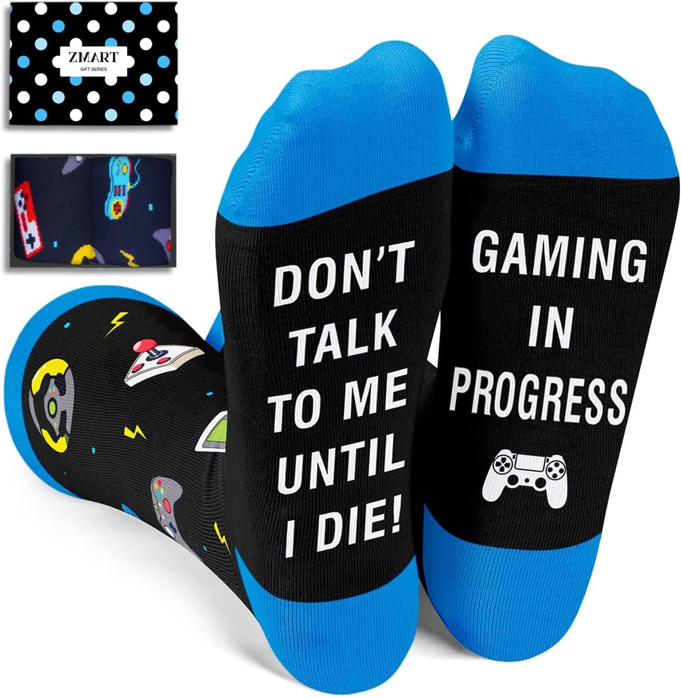 Amazon.com: Funny Gaming Socks for Men - Blue Video Game Socks, Gamer ...