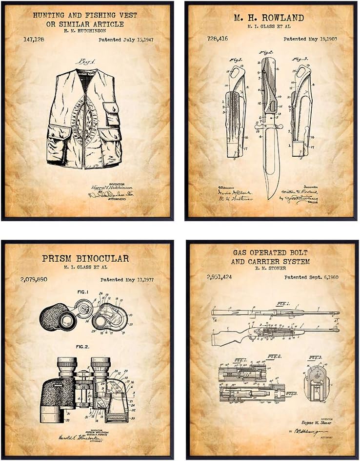 Amazon.com: Hunting Patent Art Prints - Vintage Wall Art Poster Set ...