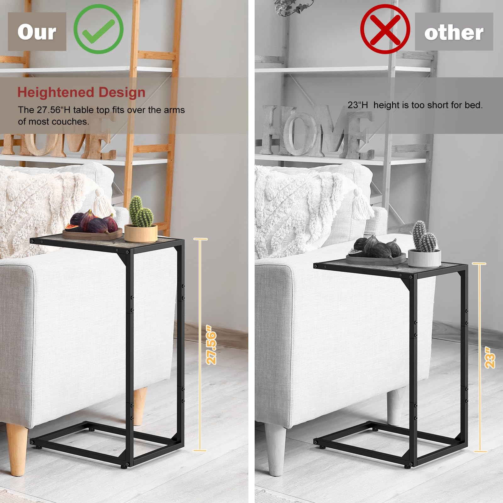 melos C Shaped End Table, Snack Side Table, C Tables for Couch, Couch ...