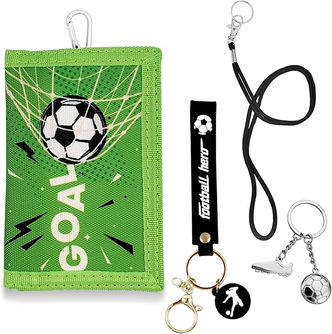 YFPOPONE Football Boys Wallets for Kids, Neck Wallet with Football ...