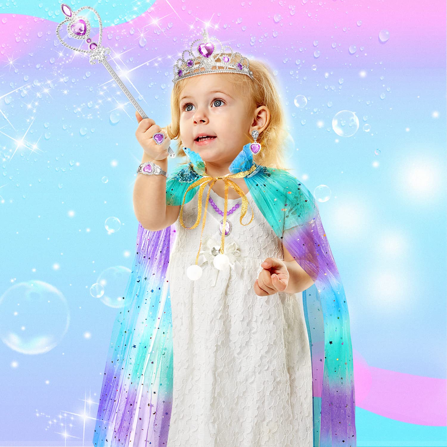 Snapklik.com : Fedio Princess Cape Set 7 Pieces Girls Princess Cloak